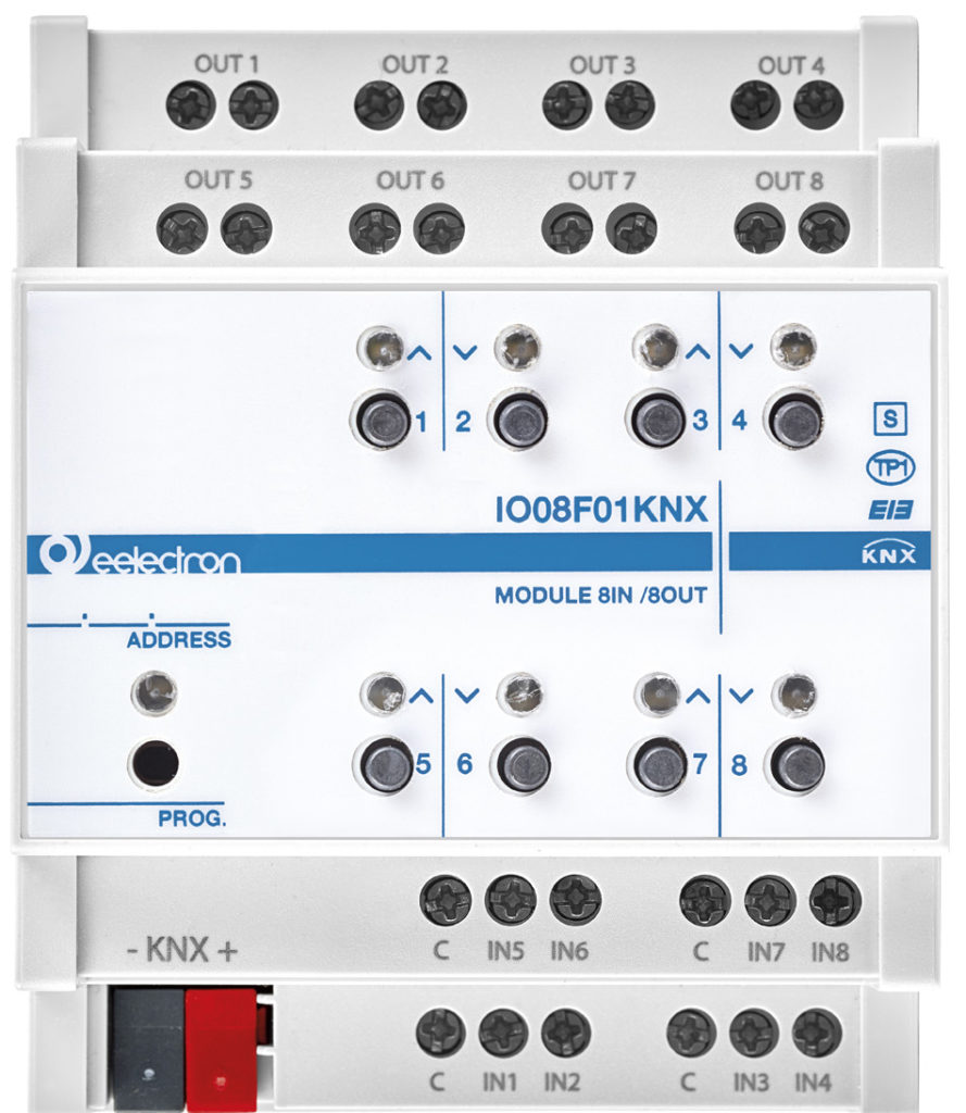 KNX 8 kanal universal modul 8 inn/ 8 rele - Instell